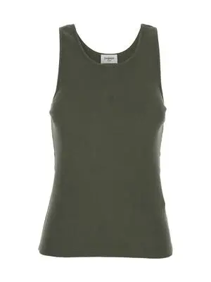 Saint Laurent Debardeur Broderie Jersey Green Cotton Top For - Multicolor