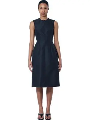 JIL SANDER Sleeveless Structured Midi Dress - Black