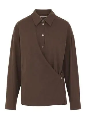 LEMAIRE Twisted Silk-blend Shirt - Brown