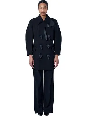 Bottega Veneta Double-breasted Wool Coat With Knot Details - Black