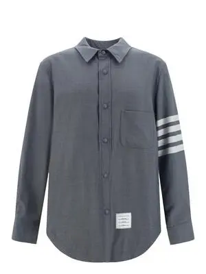 Thom Browne Wool And Cotton Blend Shirt - Gray