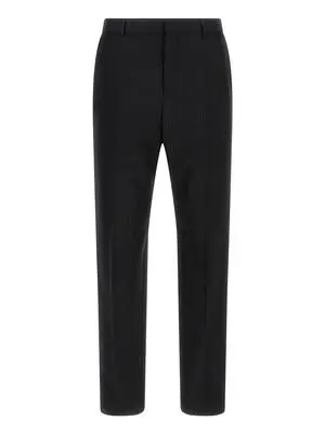 Saint Laurent Wool Pinstriped Tailored Trousers - Black