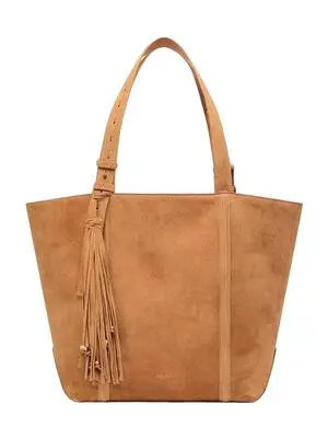 GOLDEN GOOSE 24/7 East West Suede Fringe Tote Bag - Brown