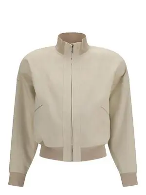 Gucci Gucci Women Zip Bomber Jacket In Silk Poplin Cream