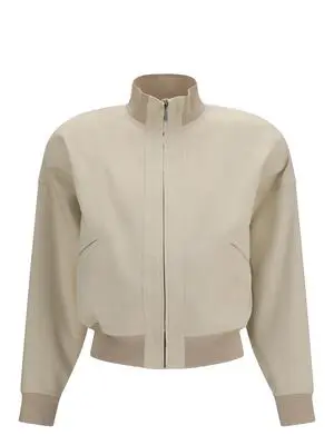 Gucci Silk Poplin Zip Bomber Jacket - Cream