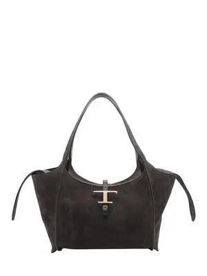 TOD'S Suede T Timeless Shopping Bag - Brown