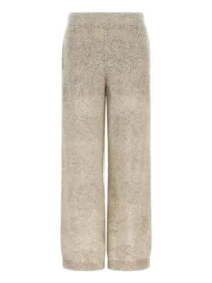 Brunello Cucinelli BRUNELLO CUCINELLI Dazzling Abstract Leaf Trousers Cream