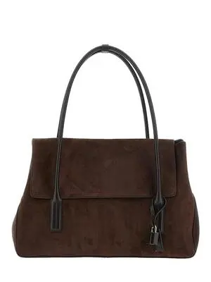 TOM FORD Large Eclipse Suede Bag - Brown