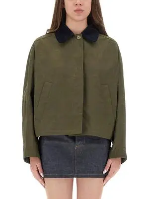 A.p.c. A.P.C. Becca Cropped Cotton Jacket Green