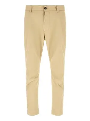 Dsquared2 DSQUARED2 Curved Cut Stretch Cotton Drill Cargo Trousers Cream