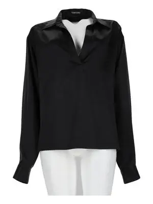 TOM FORD Silk V-neck Blouse - Black