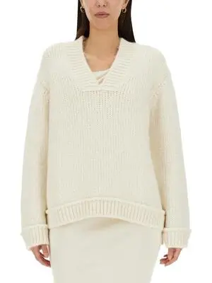 TOM FORD Wool V-neck Sweater - Cream