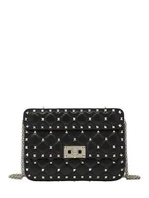 Valentino Garavani Mini Rockstud Spike Top Handle Bag In Leather - Black