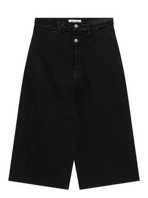 Attico Wide-leg Crystal-embellished Denim Jeans - Black