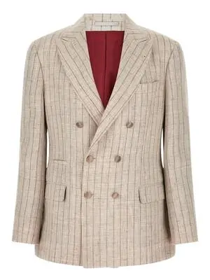 Brunello Cucinelli Pinstripe Twill Blazer - Gray