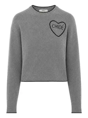 Chloé Logo Heart Sweater - Gray
