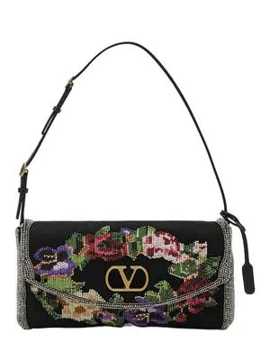Valentino Garavani Small Devain Shoulder Bag With Floral Bead Embroidery - Multicolor