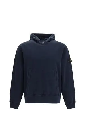 Stone Island Hooded Sweatshirt With Front Pocket - Blue