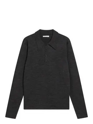LEMAIRE Grey Long-sleeve Wool Polo Shirt - Brown