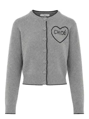 Chloé CHLOE Knitted Logo Cardigan Gray