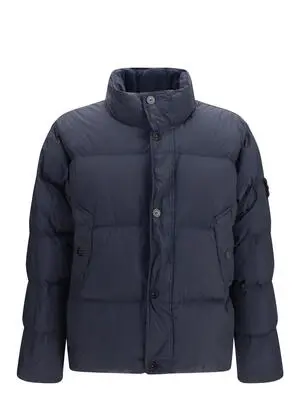 Stone Island STONE ISLAND Quilted High-Neck Puffer Jacket Blue