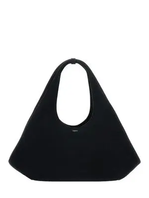 Coperni Folded' Black Shoulder Bag With Top Handle And Logo Lettering On The Front In Suede - Multicolor