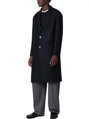 Harris Wharf London Single-breasted Wool Overcoat - Blue