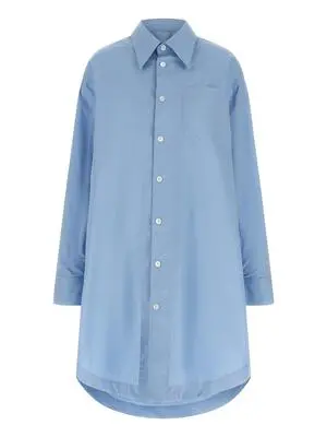 AMI Paris De Coeur Cotton Poplin Shirt Dress - Blue