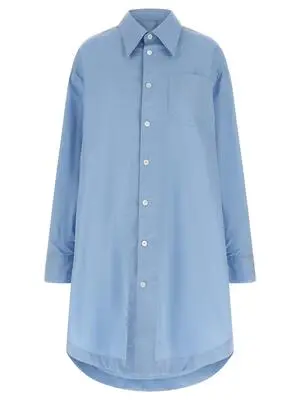 AMI Paris De Coeur Cotton Poplin Shirt Dress - Blue