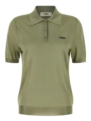 Fendi Shiny Viscose Polo Shirt - Green