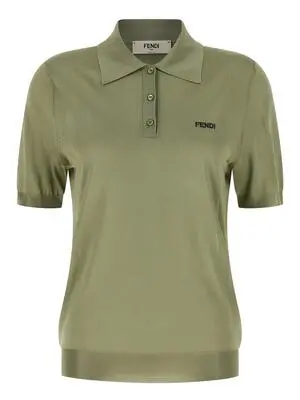 Fendi Shiny Viscose Polo Shirt - Green