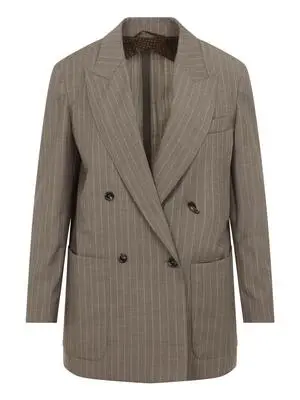 Max Mara MAX MARA Acciaio Pinstripe Virgin Wool Jacket Multicolor