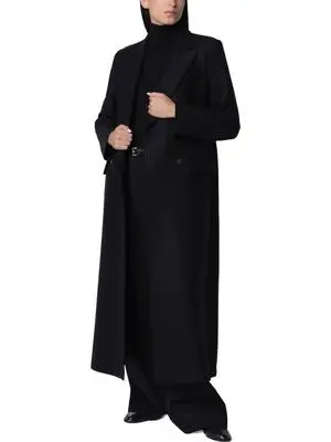 Harris Wharf London Long Double-breasted Wool Coat - Black