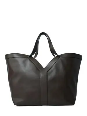 Saint Laurent Large Y-shaped Leather Tote Bag - Brown