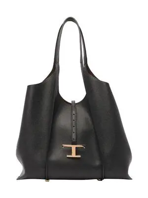 TOD'S Medium T Timeless Shopping Bag - Black