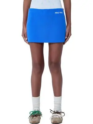 Miu Miu Logo Motif Mini Skirt - Red