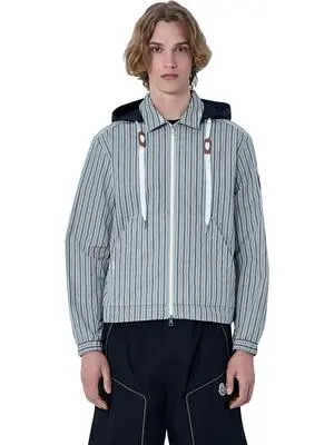 Moncler Havas Striped Hooded Shirt Jacket - Blue