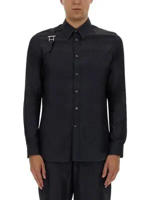 Alexander McQueen Harness Shirt With T Buckle - Blue