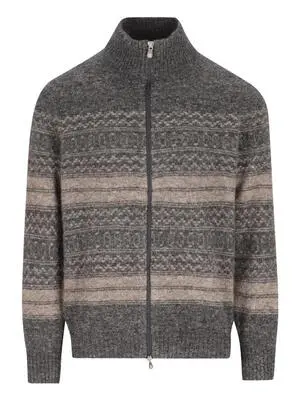 Brunello Cucinelli Wool Zipped Cardigan - Multicolor