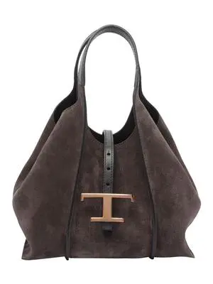 TOD'S Suede T Timeless Shopping Bag - Brown
