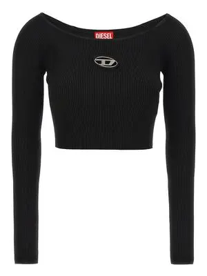 DIESEL® M-vera-ls Ribbed Crop Sweater - Black