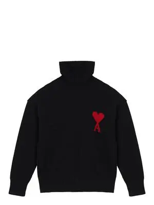 AMI Paris De Coeur Turtleneck Sweater - Black
