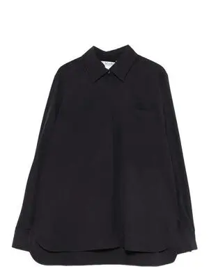 Max Mara MAX MARA Silk Long Sleeve Collared Shirt Blue