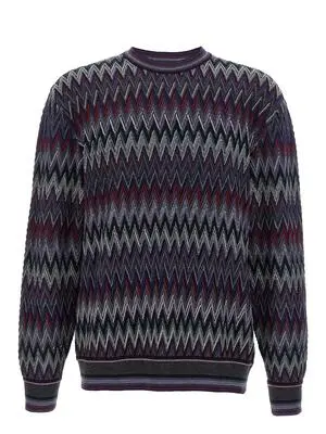 Missoni Zigzag Pattern Wool Sweater - Blue