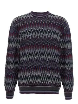 Missoni Zigzag Pattern Wool Sweater - Blue
