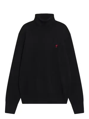 AMI Paris Virgin Wool Turtleneck Sweater - Blue