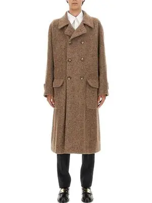 Dolce & Gabbana Wool Blend Double-breasted Coat - Brown