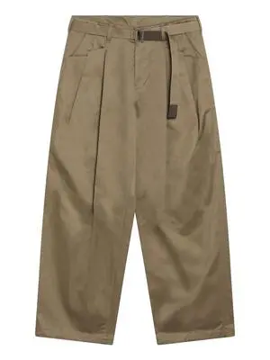 Sacai Cotton Twill Trousers With Belt - Cream