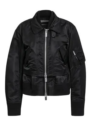 Sacai Satin-effect Nylon Zip Bomber Jacket - Black