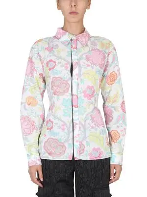 MARINE SERRE Floral Print Open Back Shirt - Multicolor